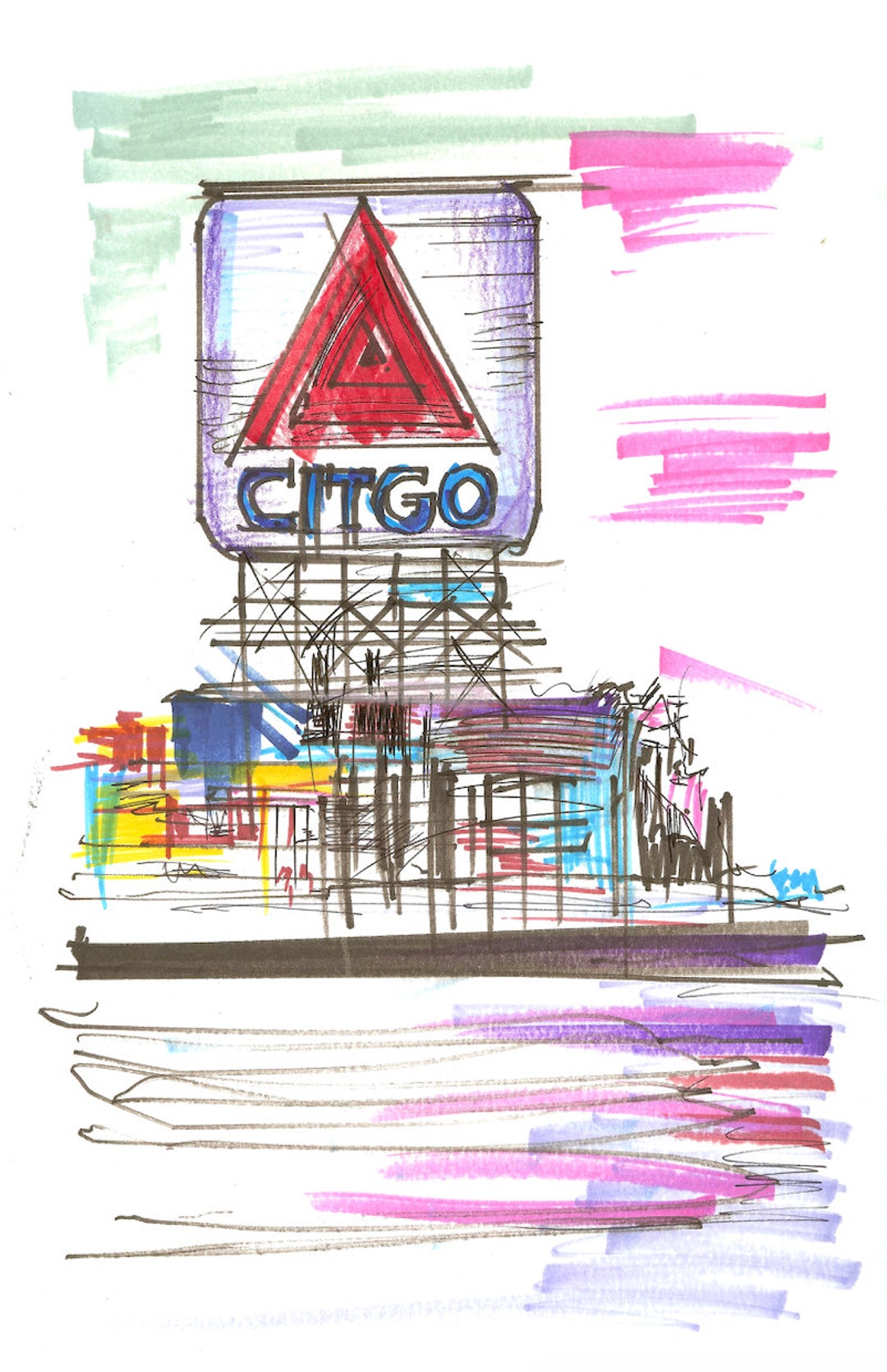 Boston Art Print | Historic Art | Citgo Sign Print| Boston Art Print ...