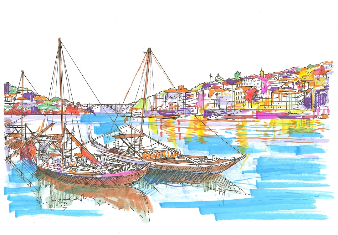 Italy Original Drawing | Original Sketch | Venice Canal Illustration ...