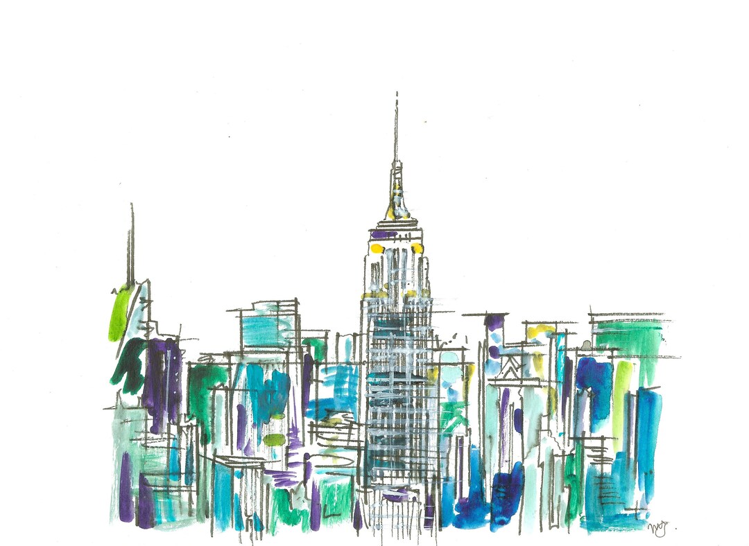 Original New York Watercolor Painting | Original Sketch| Minimal Art ...