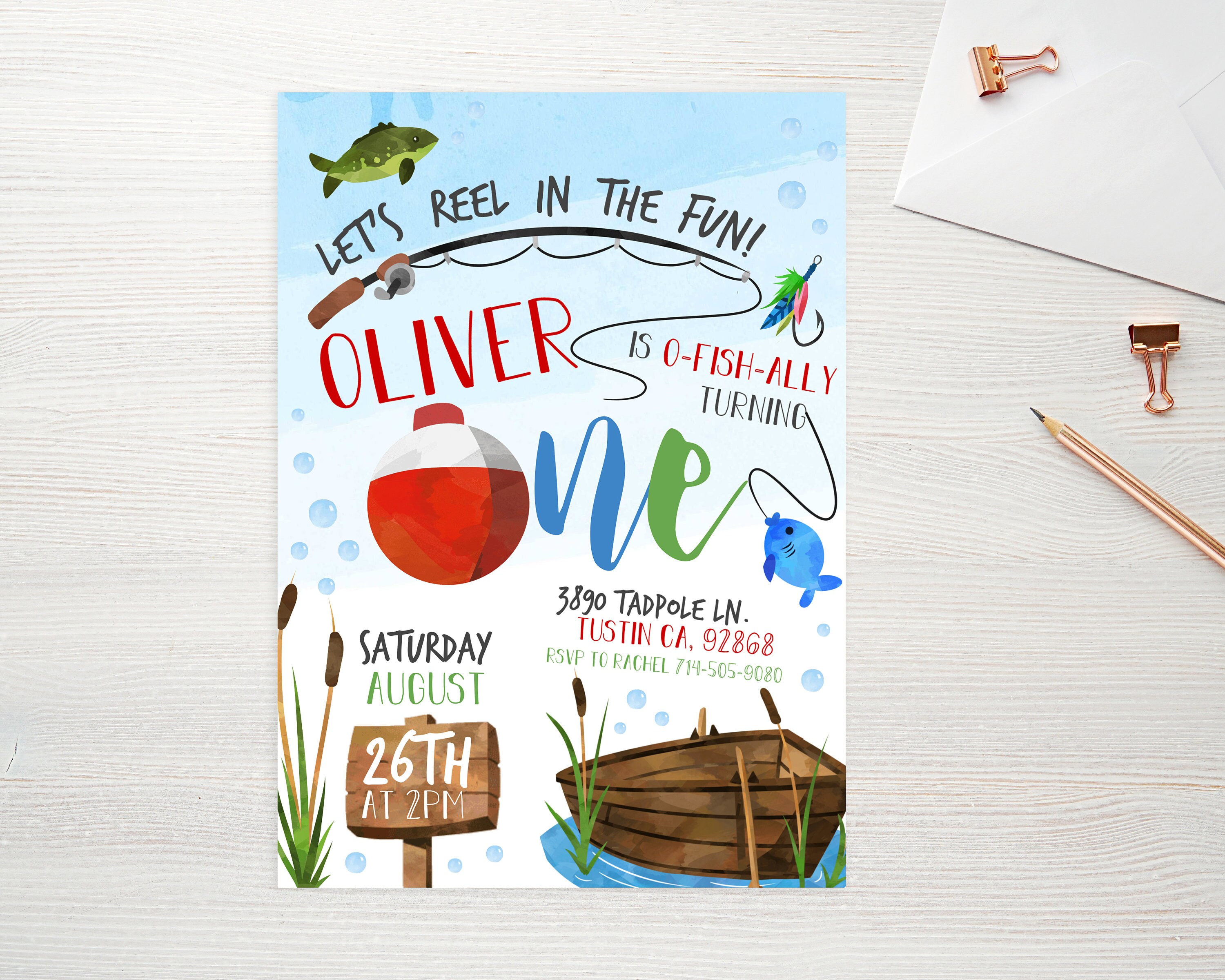 First Birthday Fishing Birthday Fishing Invitation Fishing - Etsy