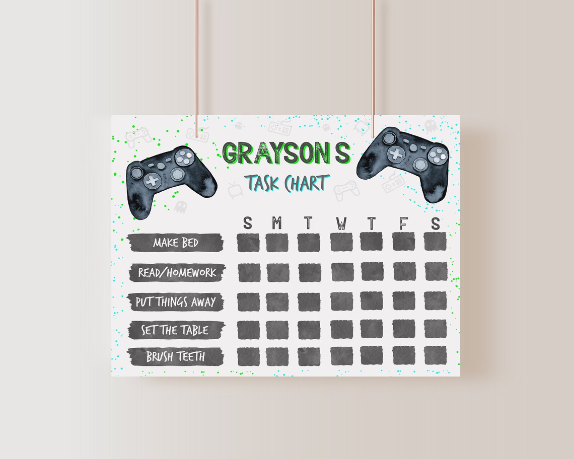 Kid's Chore Chart Video Game Chore Chart Kid's - Etsy
