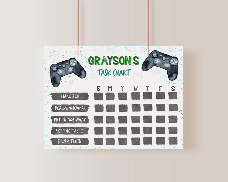 Kid's Chore Chart Video Game Chore Chart Kid's - Etsy