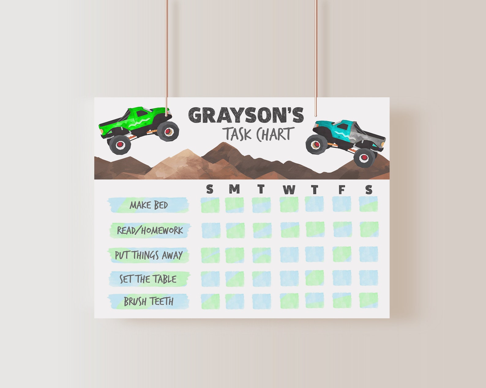 Kid's Chore Chart Monster Truck Chore Chart Kid's - Etsy