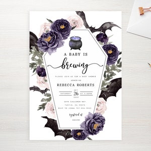 Halloween Baby Shower Invitation, A Baby is Brewing Baby Shower ...