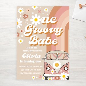 One Groovy Babe 1st Birthday Invite, One Groovy Babe First Birthday ...