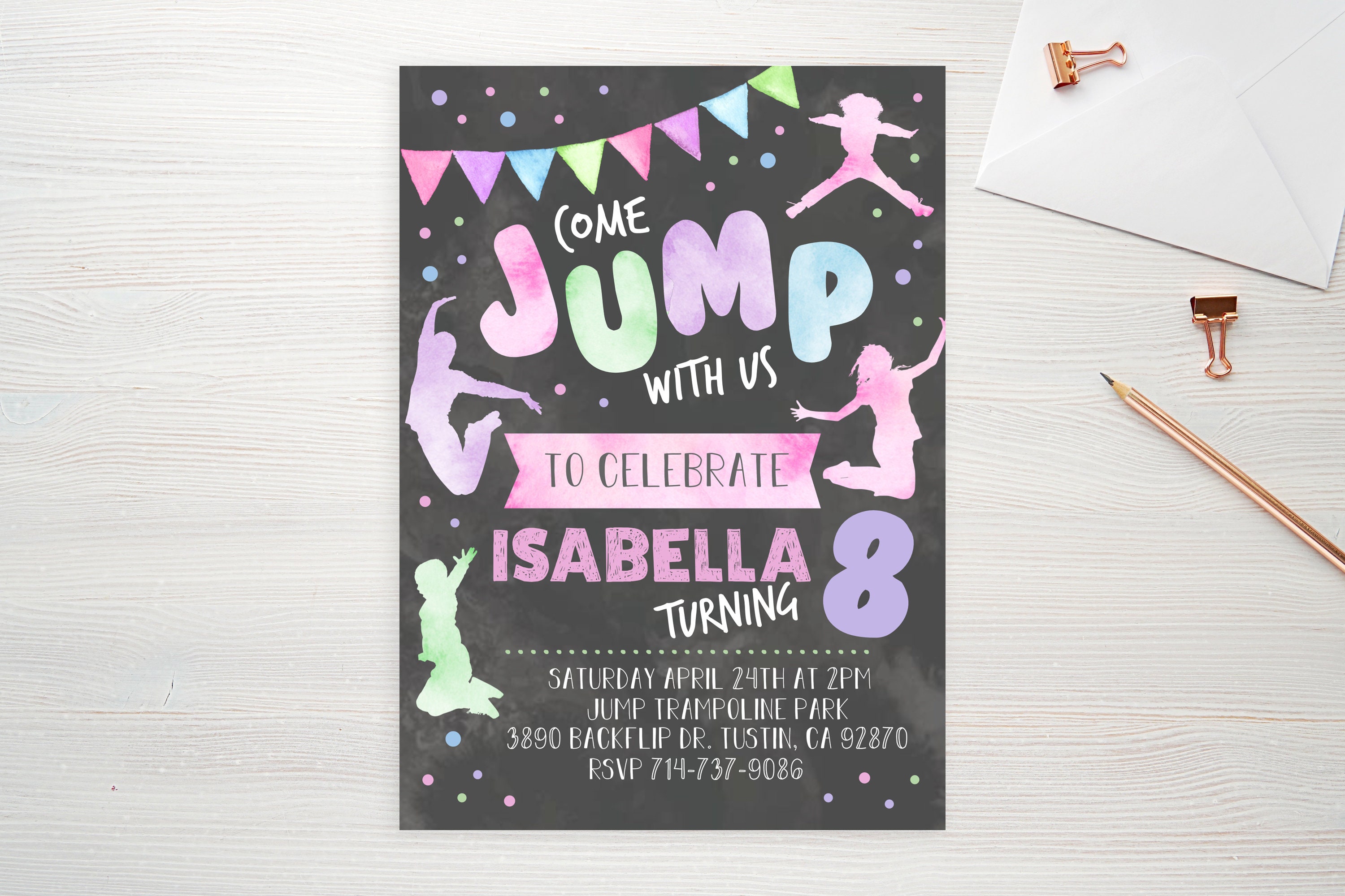 Jump Invitation Jump Birthday Invitation Trampoline Party - Etsy