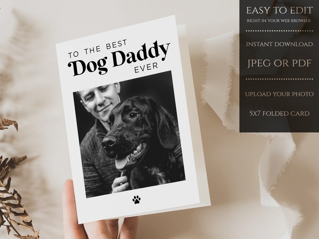 Custom Dog Daddy Card, Dog Dad Photo Card, Dog Dad Fathers Day Card ...