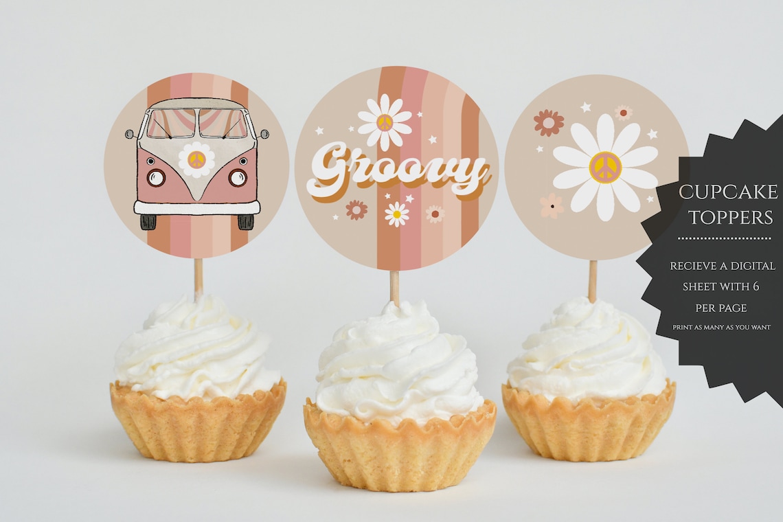Groovy Birthday Cupcake Toppers Groovy Birthday Cupcake - Etsy