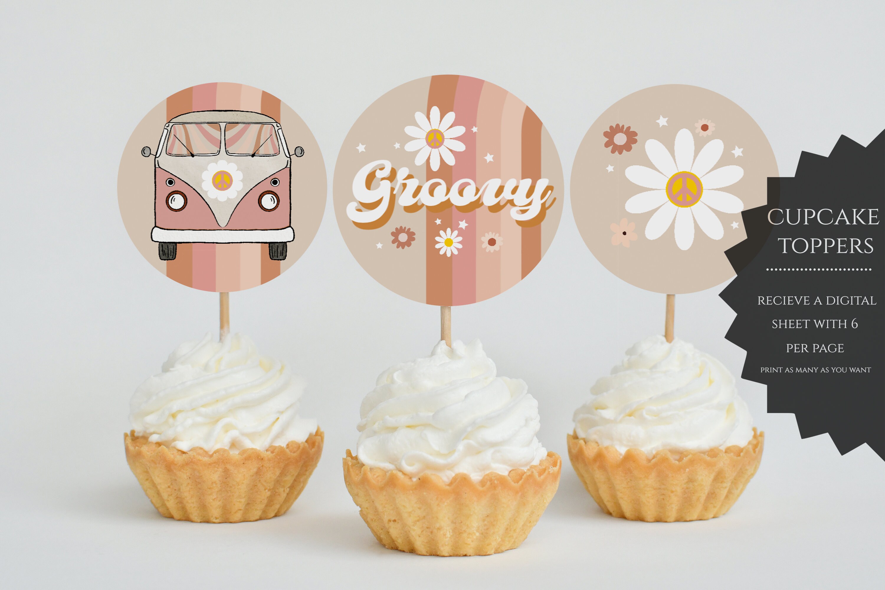 Groovy Birthday Cupcake Toppers Groovy Birthday Cupcake - Etsy