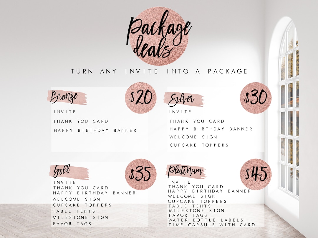 Party Package Deal - Turn Any Invite Into A Package - Etsy