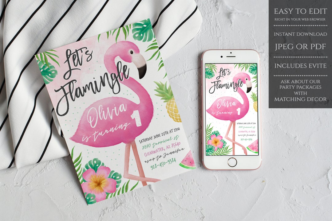 Flamingle Birthday Invitation, Let's Flamingle Birthday Invitation ...