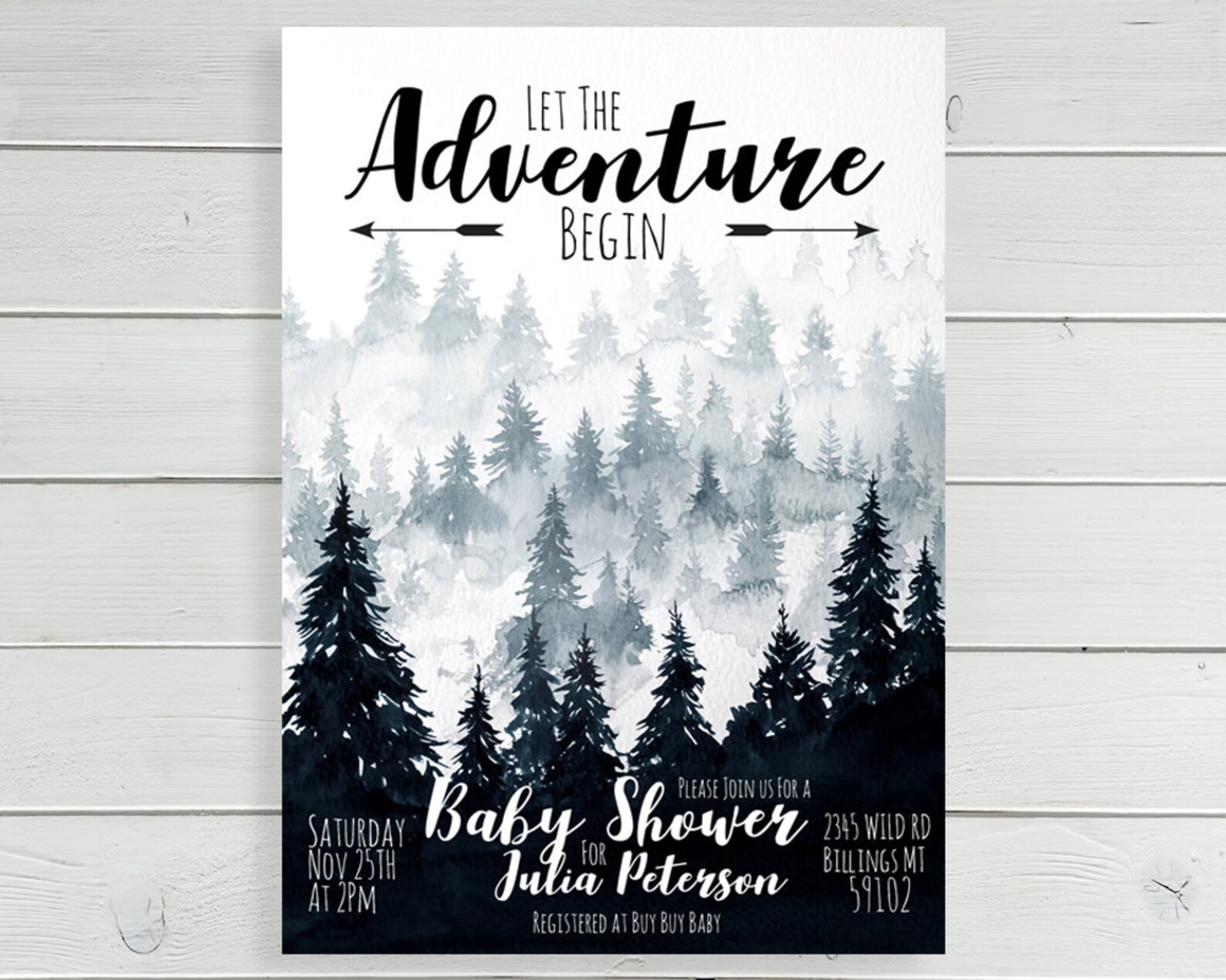 Adventure Baby Shower Invitation, Adventure Watercolor Invite, Let the ...