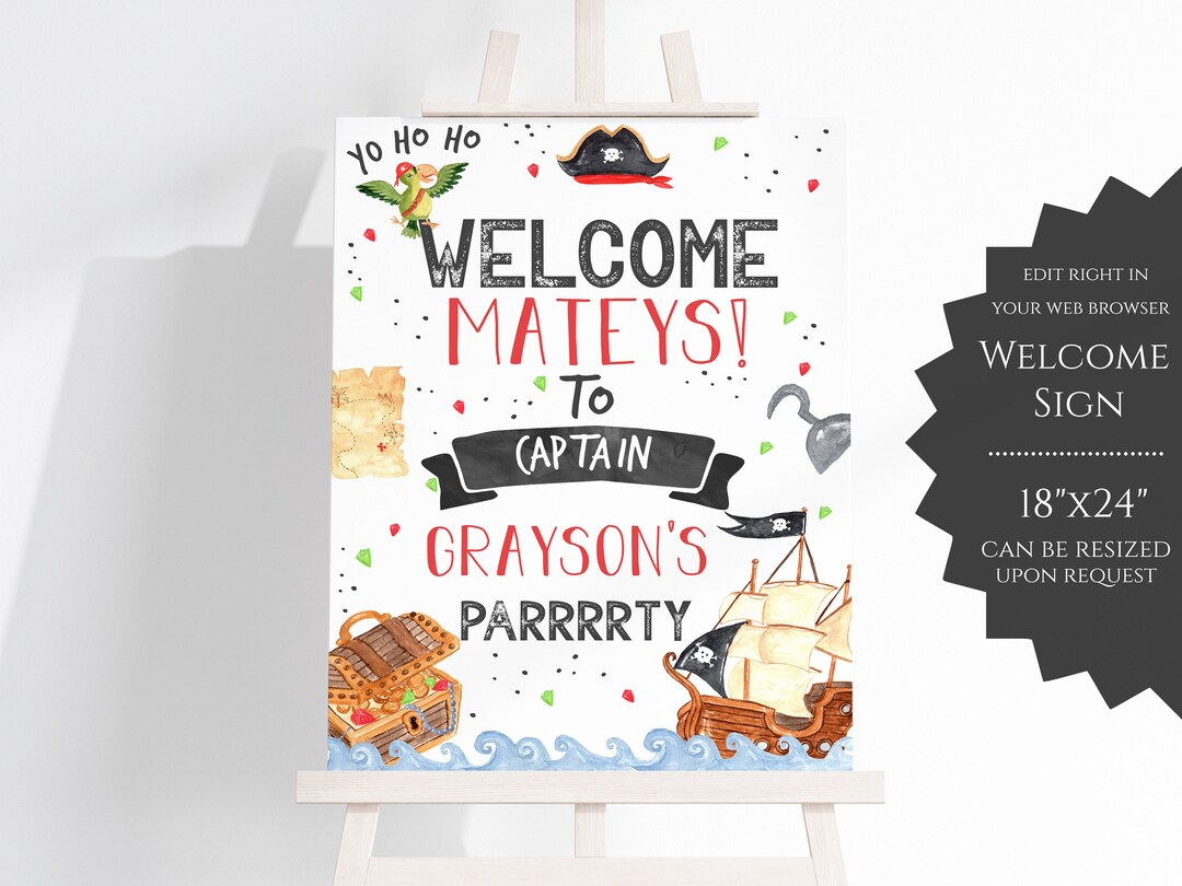 Pirate Birthday Welcome Sign, 18x24, INSTANT DOWNLOAD - PBP - Etsy