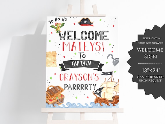 Pirate Birthday Welcome Sign 18x24 INSTANT DOWNLOAD PBP | Etsy