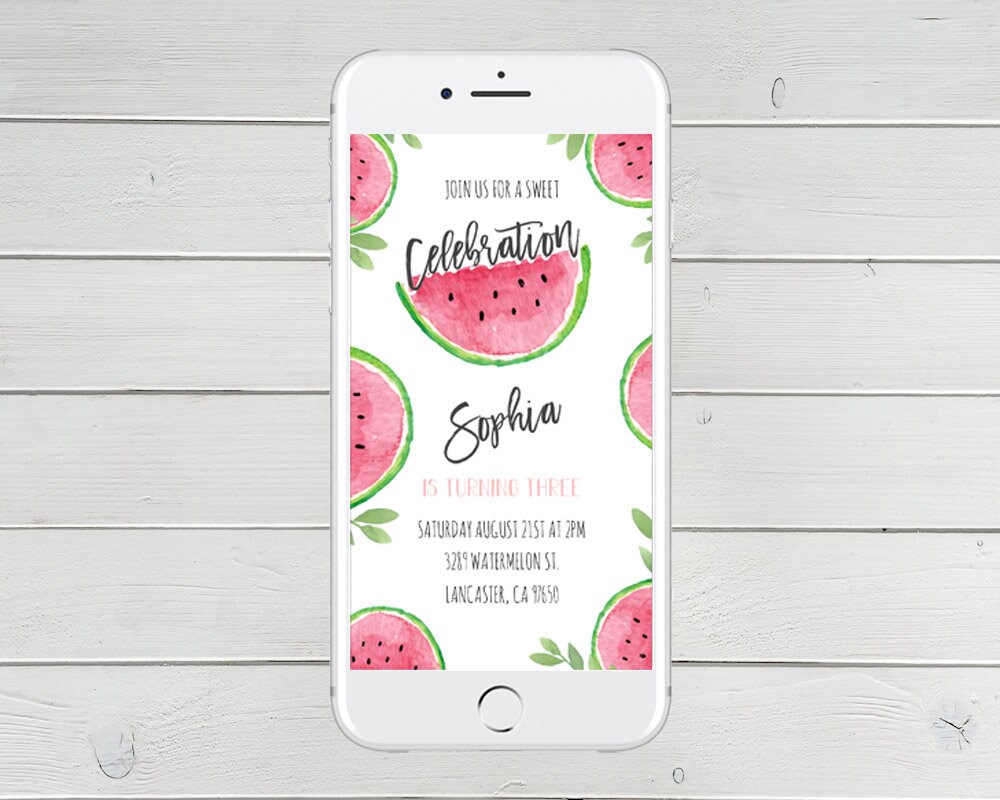 Watermelon Birthday Invitation Template Watermelon Themed | Etsy