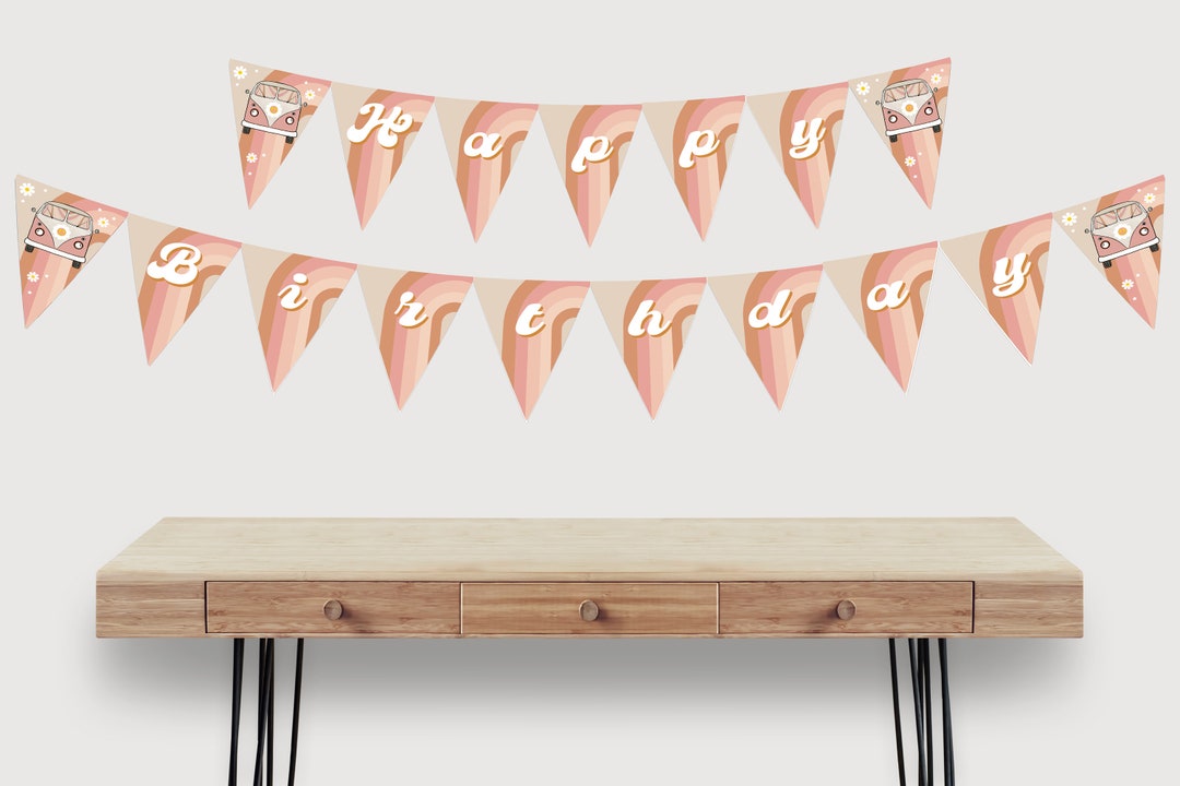 Groovy Happy Birthday Banner, Groovy Birthday Banner, Editable Groovy ...