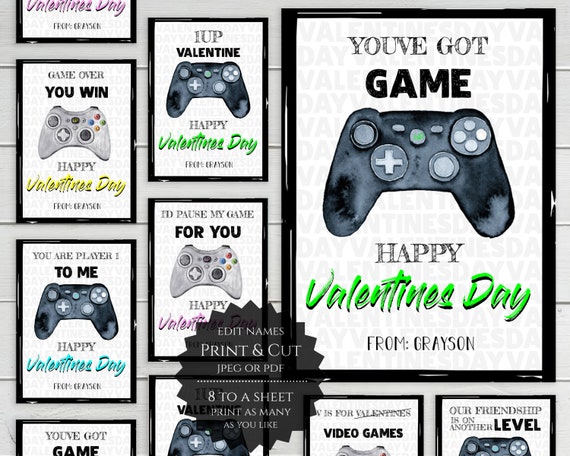 Video Game Valentines Day Classroom Card Exchange Classroom | Etsy