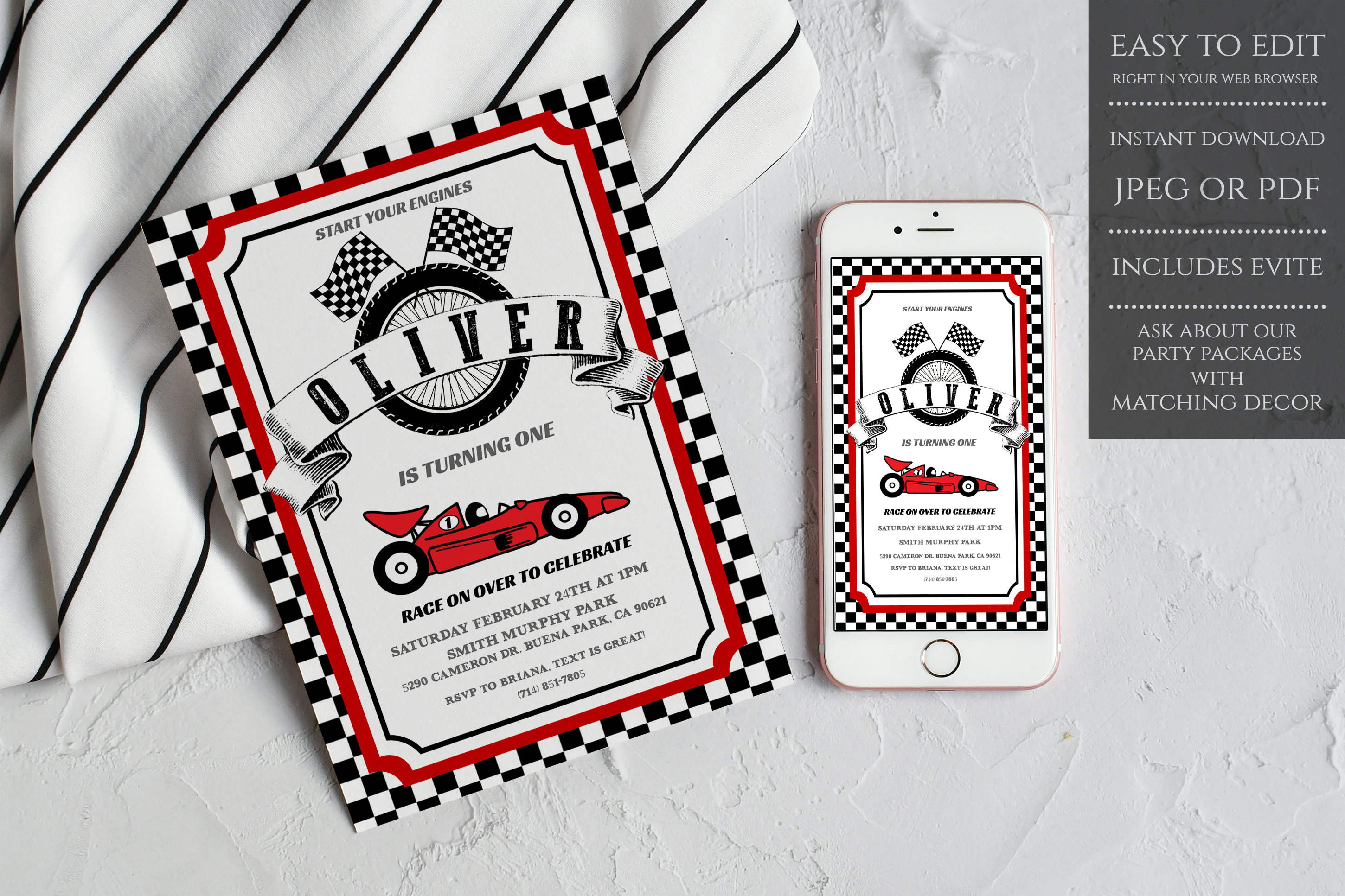 Race Car Invitation Red Race Car Invitation Go Kart Birthday - Etsy
