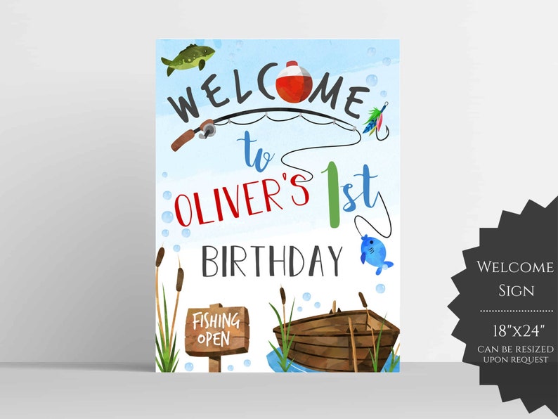 Fishing First Birthday Welcome Sign Fishing Birthday Decor | Etsy