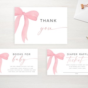Pink Bow Baby Shower Invitation, Girl Baby Shower Invitation, Baby ...