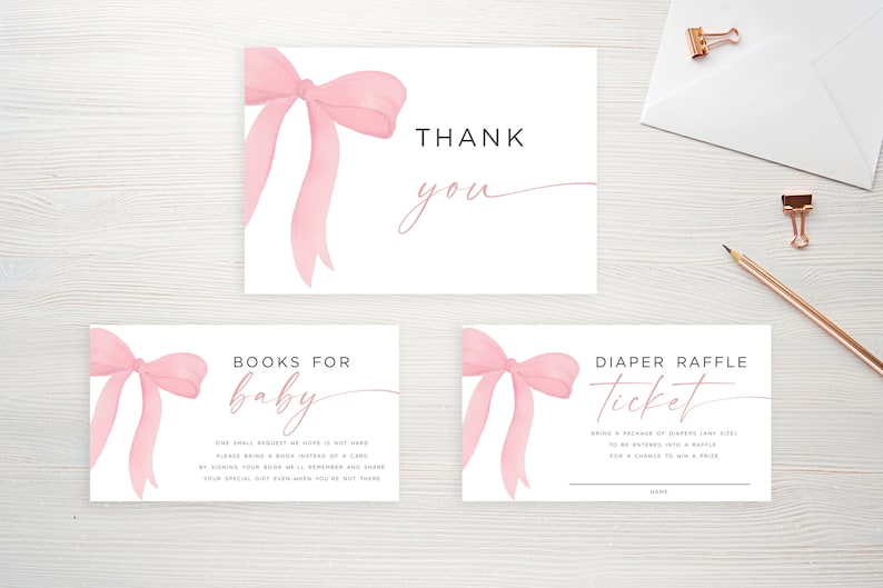 Pink Bow Baby Shower Invitation, Girl Baby Shower Invitation, Baby ...
