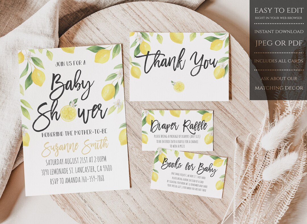 Lemon Baby Shower Invitation, Lemon Baby Shower Invitation, Lemon ...