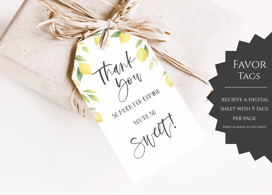 Lemon Favor Tags, Lemon Decor, A Sweet Little One Favor Tags, Matching ...