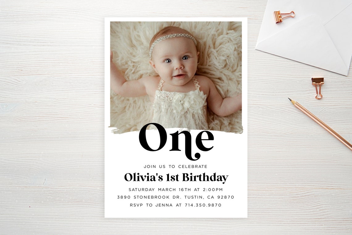 1st Birthday Invitation Modern First Birthday Invitation - Etsy