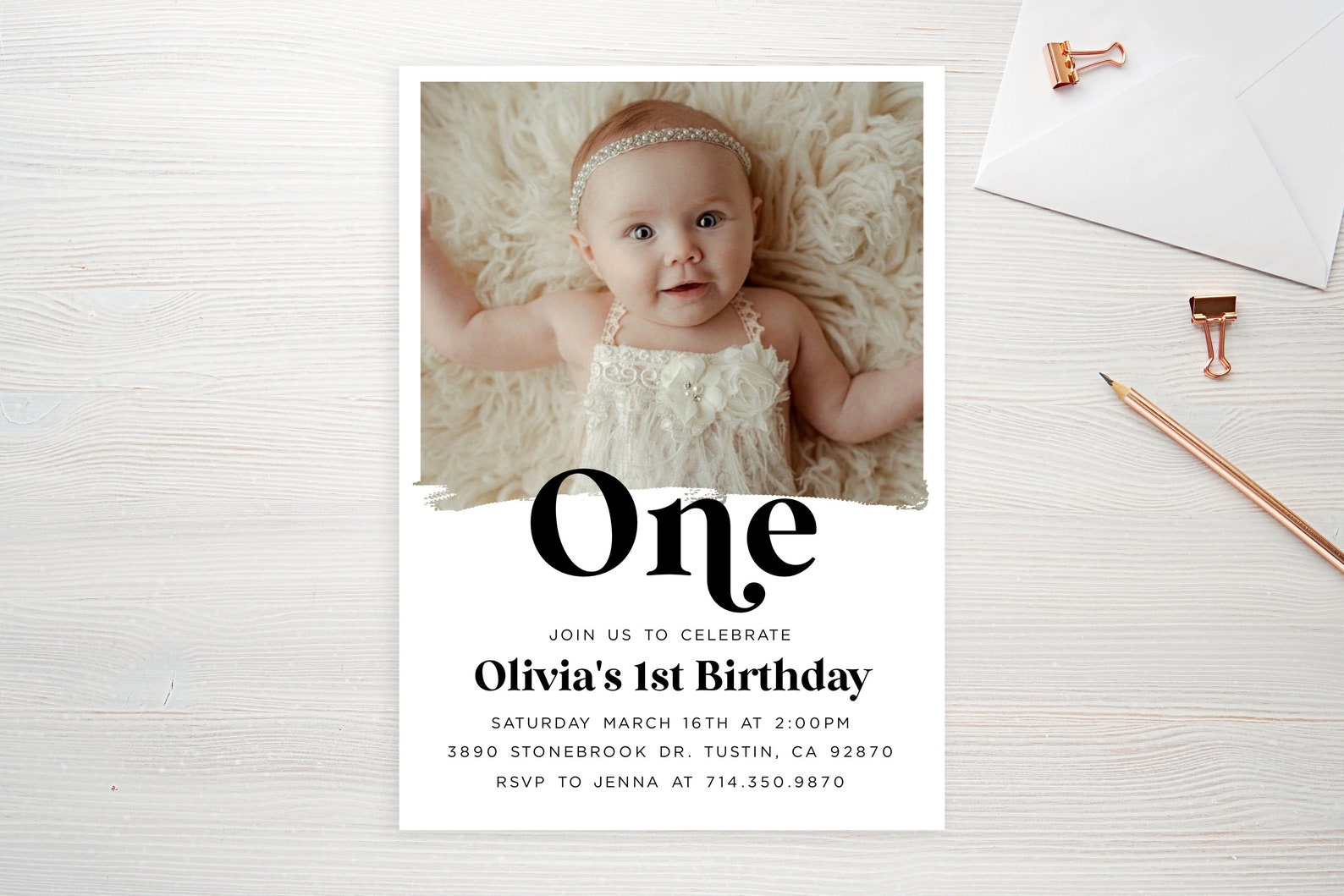 1st Birthday Invitation Modern First Birthday Invitation - Etsy