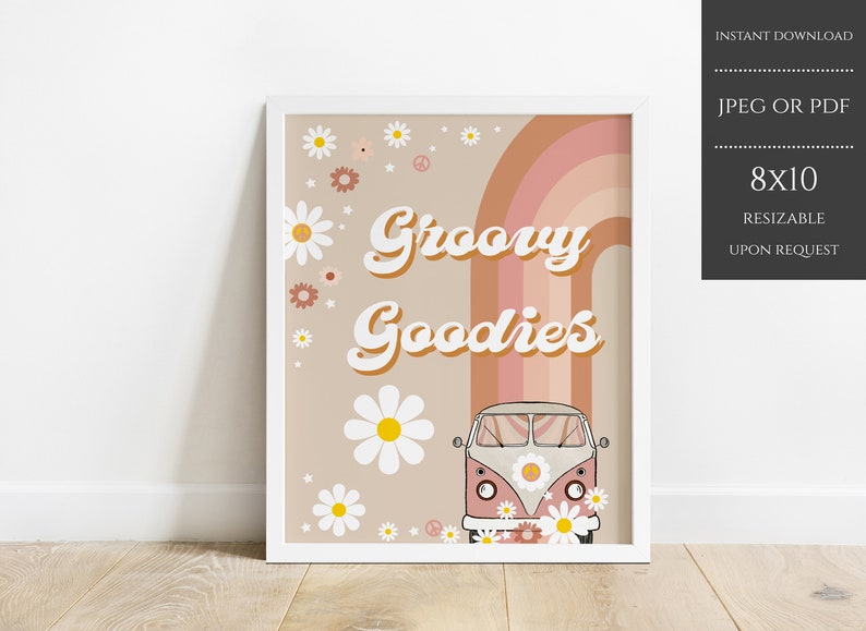 Groovy Food Party Sign Groovy Goodies Party Hippie Van Party - Etsy