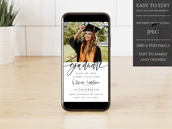 Graduation Party Evite Electronic Photo Graduation Party - Etsy