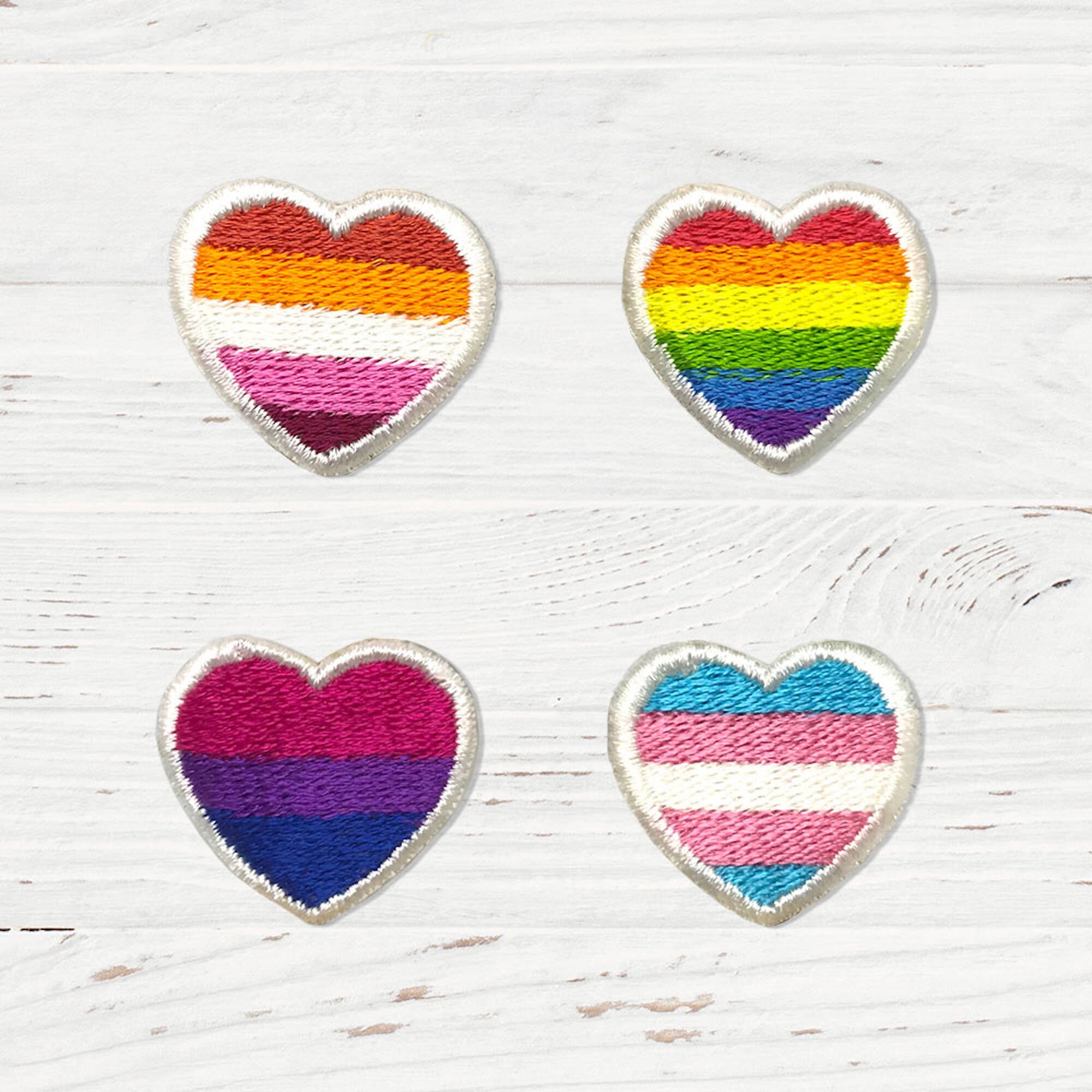Lgbt Hearts Mini Iron On Patches Etsy