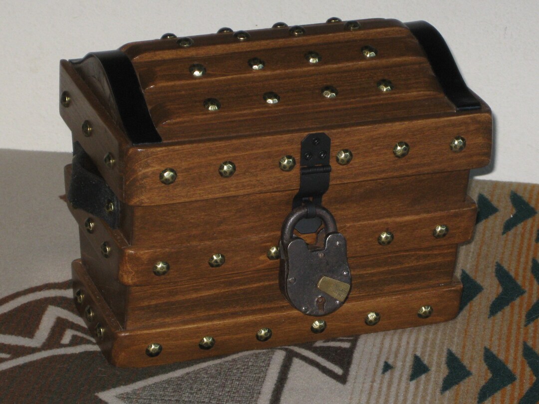 Small WOODEN PIRATE TREASURE Chest Handcrafted, 100's of Pirate Chests ...