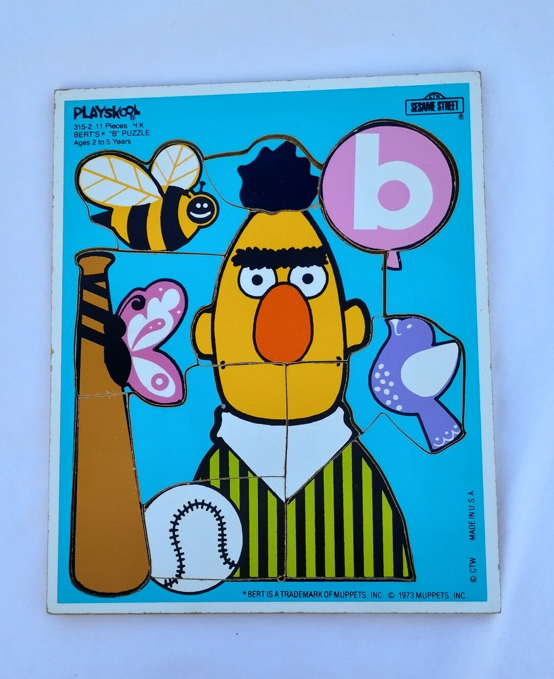 Bert Sesame Street Alphabet Letter B Playskool Wooden 11 Piece Puzzle ...