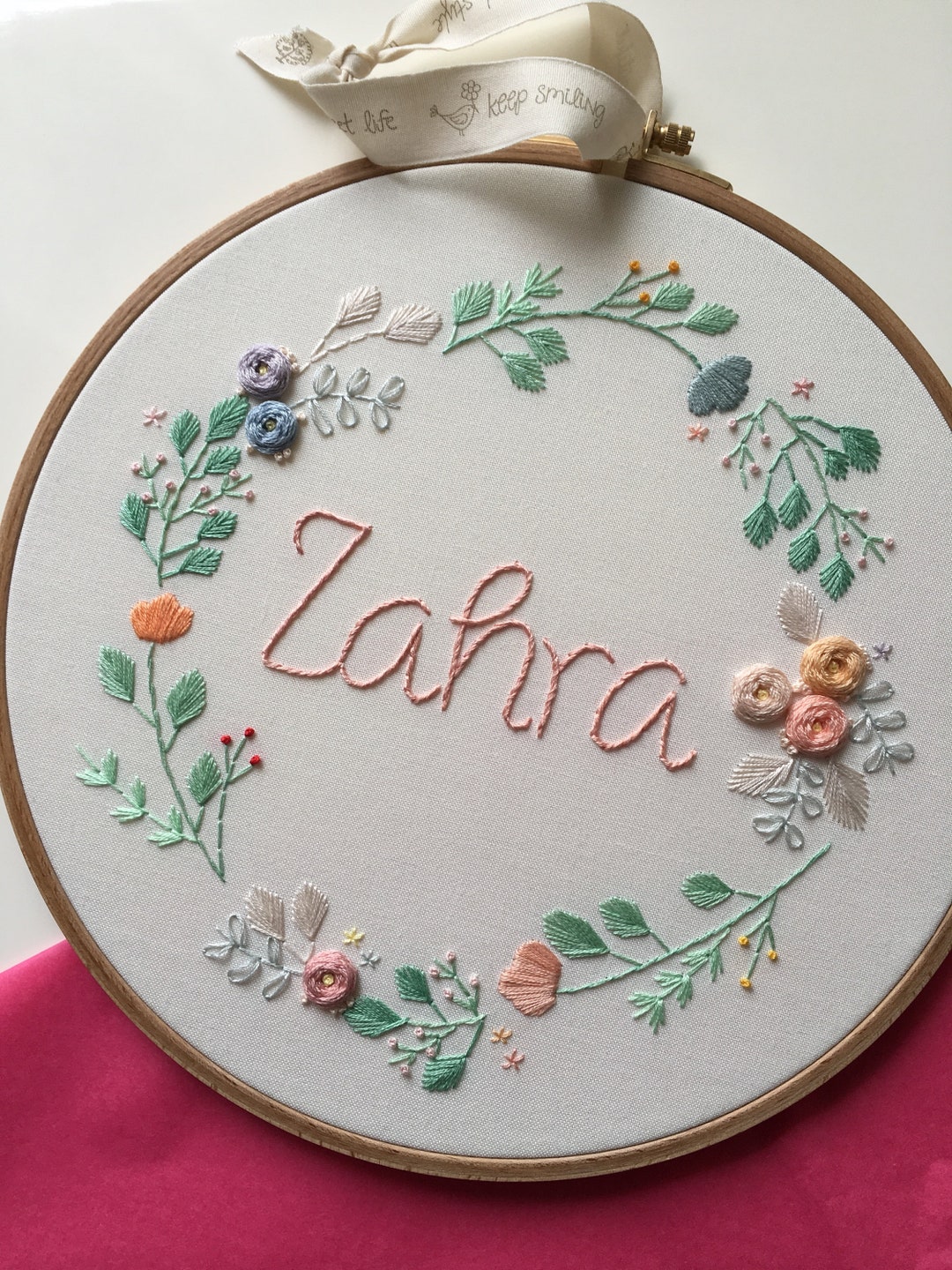 Floral Embroidery Hoop Art. Flowers Embroidery Hoop Art. Wreath ...