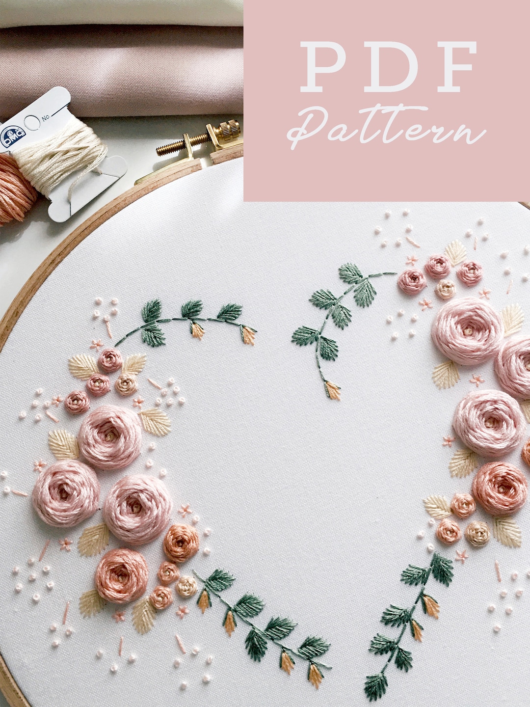 Floral Heart Embroidery Pattern. Beginner Embroidery. Pdf Embroidery ...