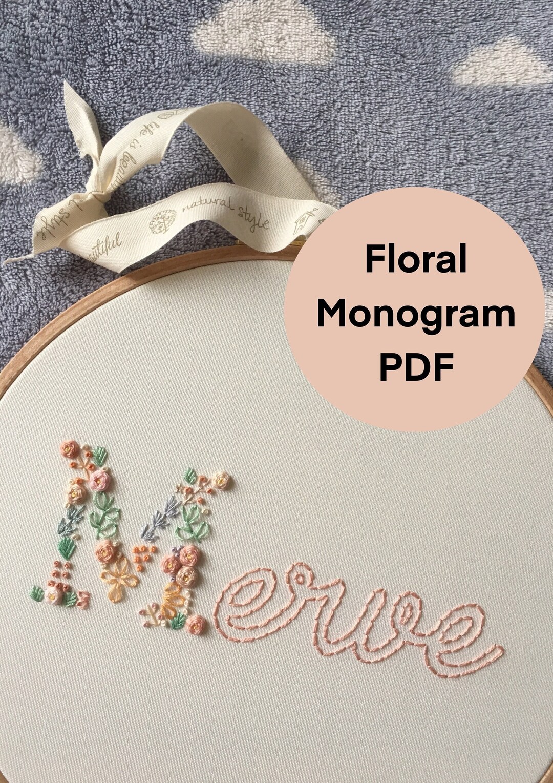Floral Monogram Embroidery Pattern. Floral Alphabet Embroidery Pattern ...