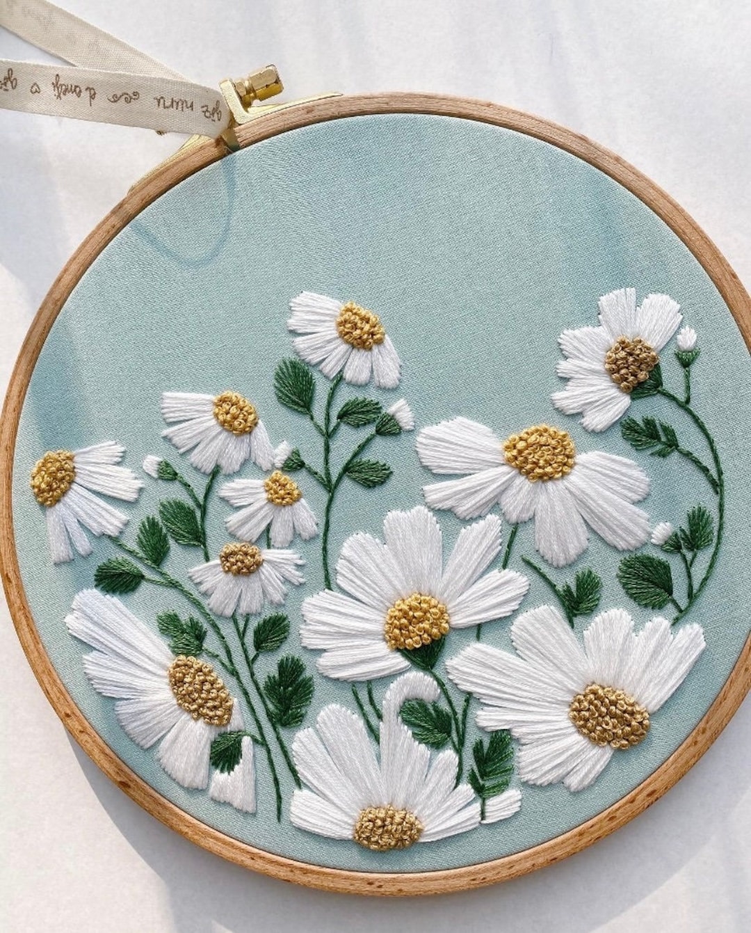Daisy Embroidery Hoop Art. Botanical Embroidery Hoop Art. Flower ...