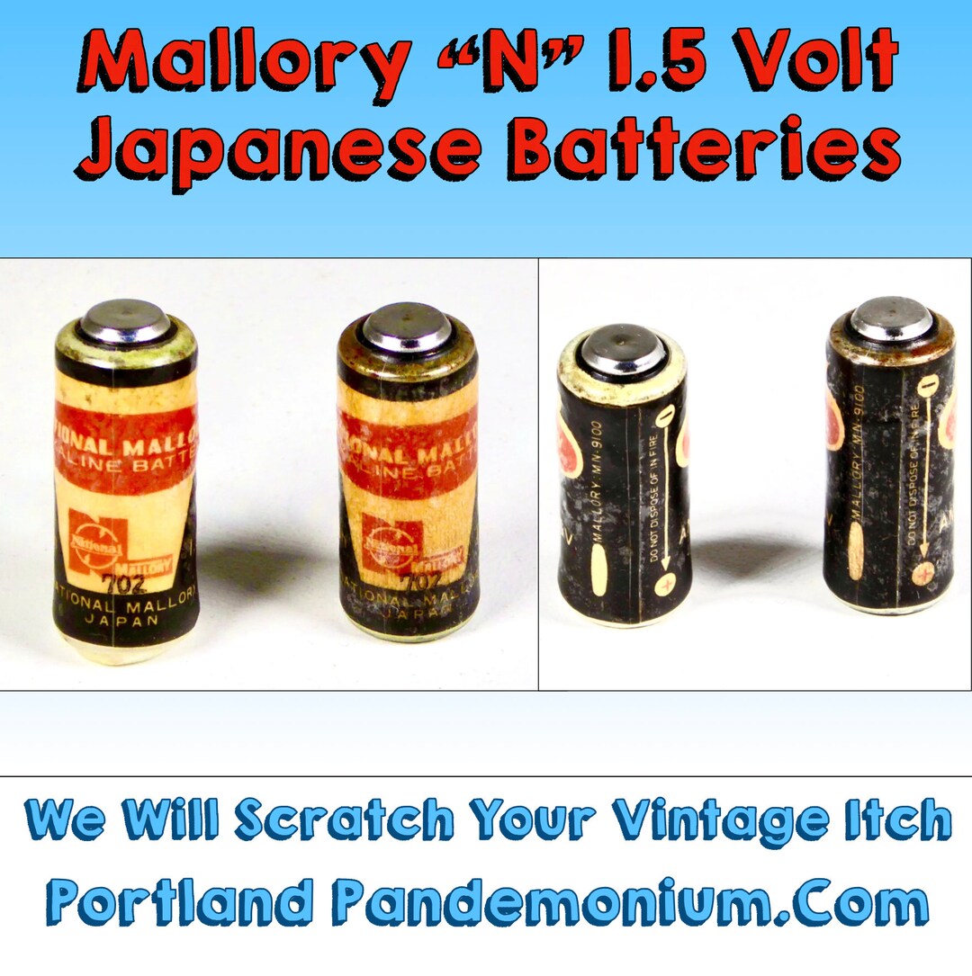 Vintage Pair Mallory Size n 1.5 Volt Batteries, Made in Japan for 1960 ...