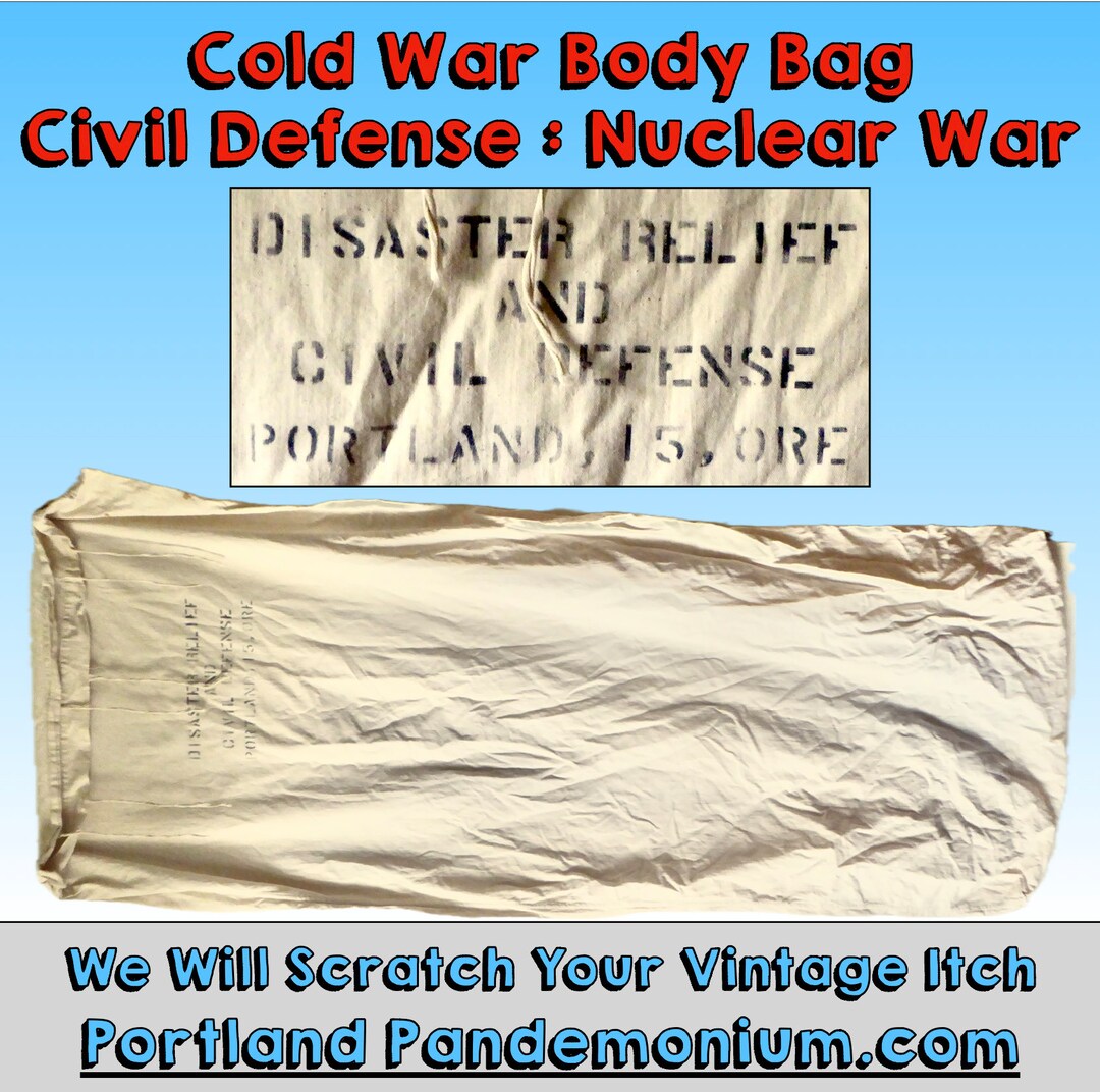 Cold War Era Body Bag in the Event of Nuclear War: duck and Cover 7 Foot Long Muslin Bag Sealed ...