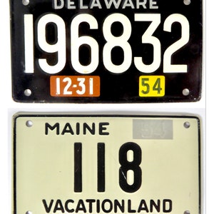 Vintage 1954 License Plates: Authentic 1/6th Size Steel Reproductions ...