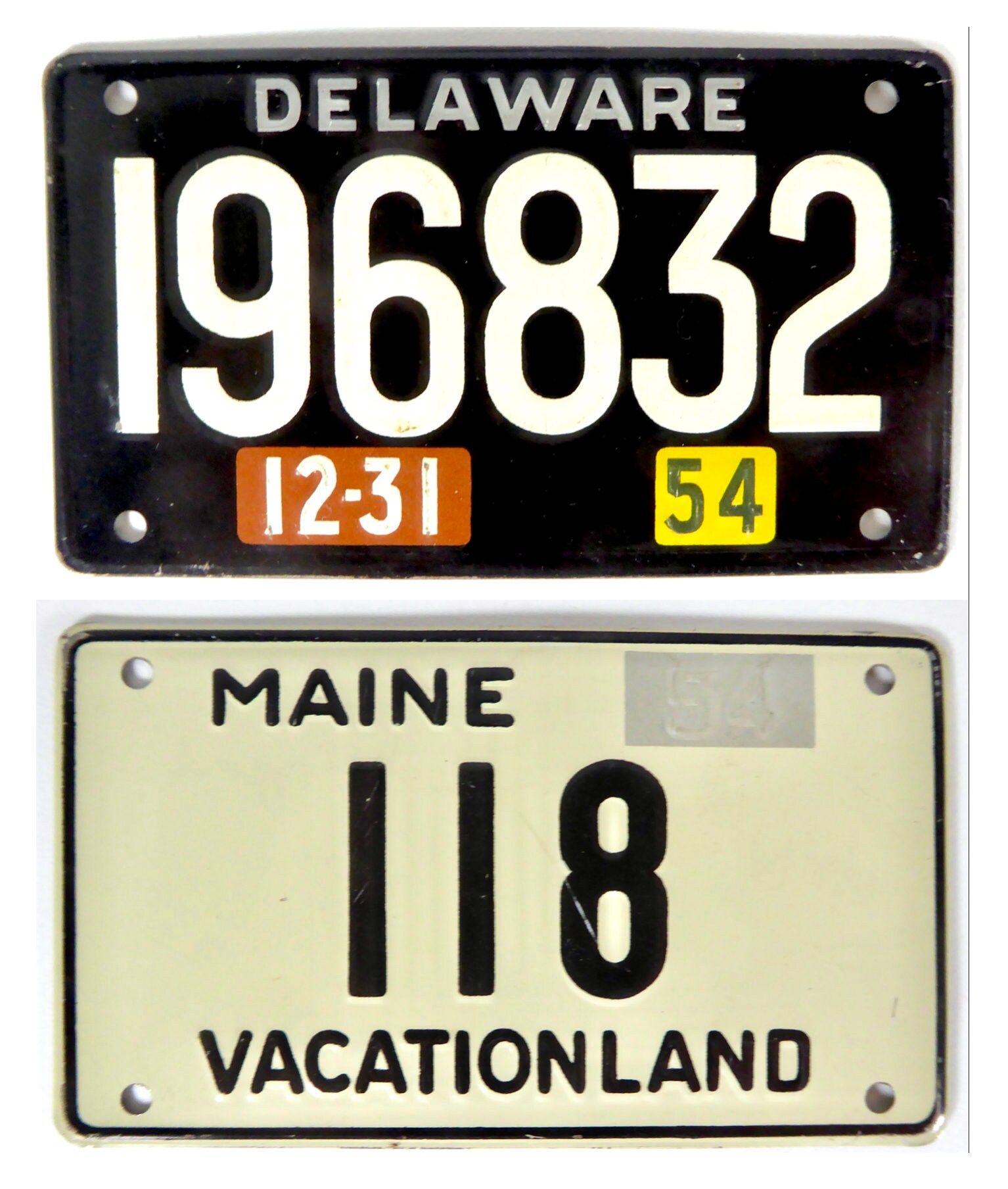 Vintage 1954 License Plates: Authentic 1/6th Size Steel | Etsy