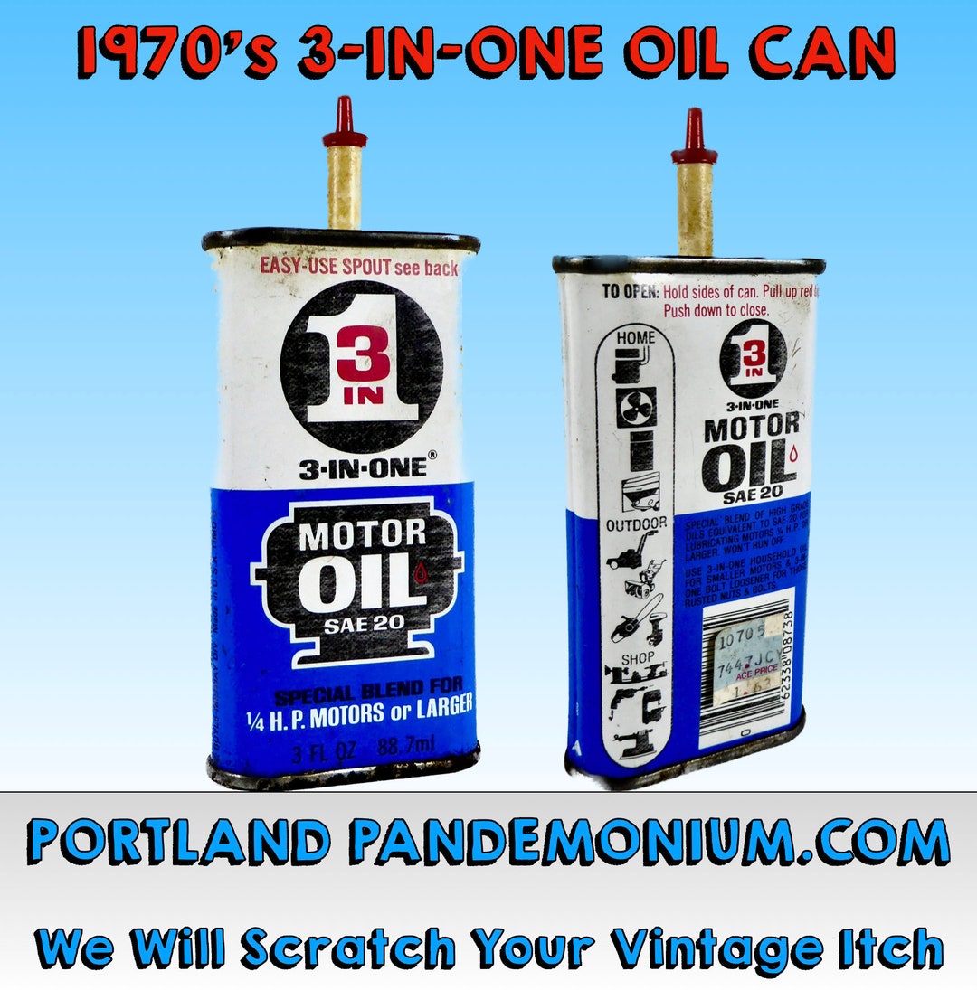 Vintage 3-in-1 Motor Oil Tin SAE 20 Circa 1970's Ace Hardware Blue and ...