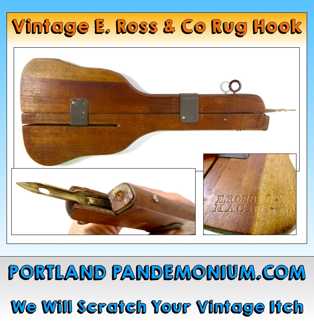 Vintage E. Ross & Co Punch Needle Shuttle Rug Hook, Classic Antique ...
