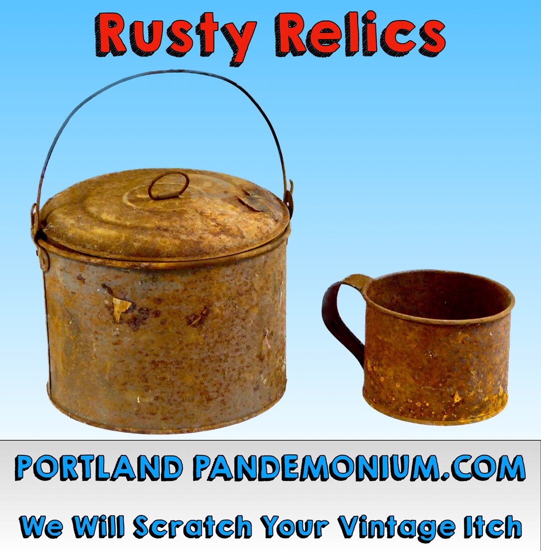 Vintage Rusty Relic Hobo Camp Cook Kit, Two Quart Pot and Big Coffee ...