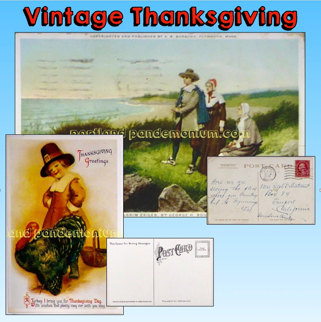Thanksgiving Postcards Vintage pilgrim Exiles - Etsy Canada