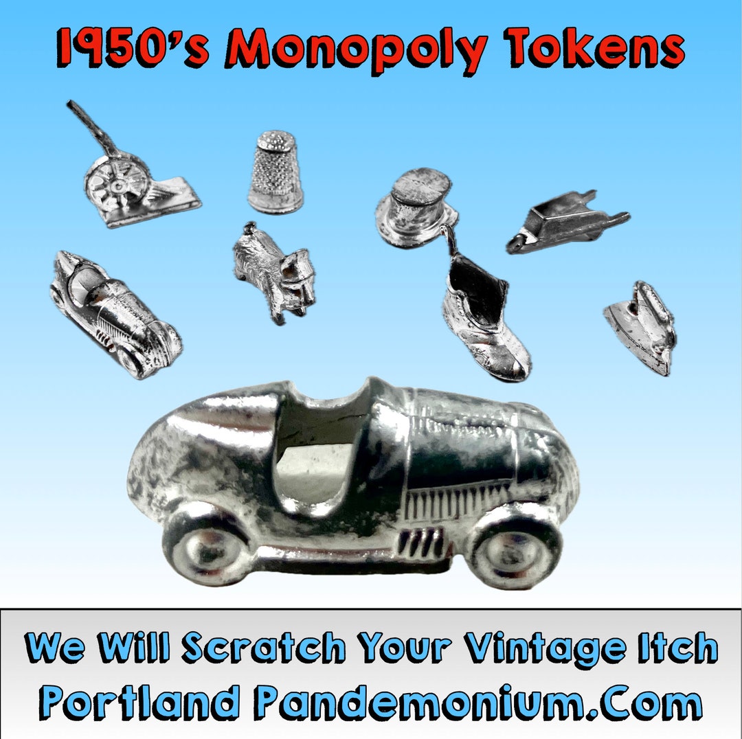 1950's Monopoly Tokens, Scotty Dog, Race Car, High Hat, Canon, Thimble ...