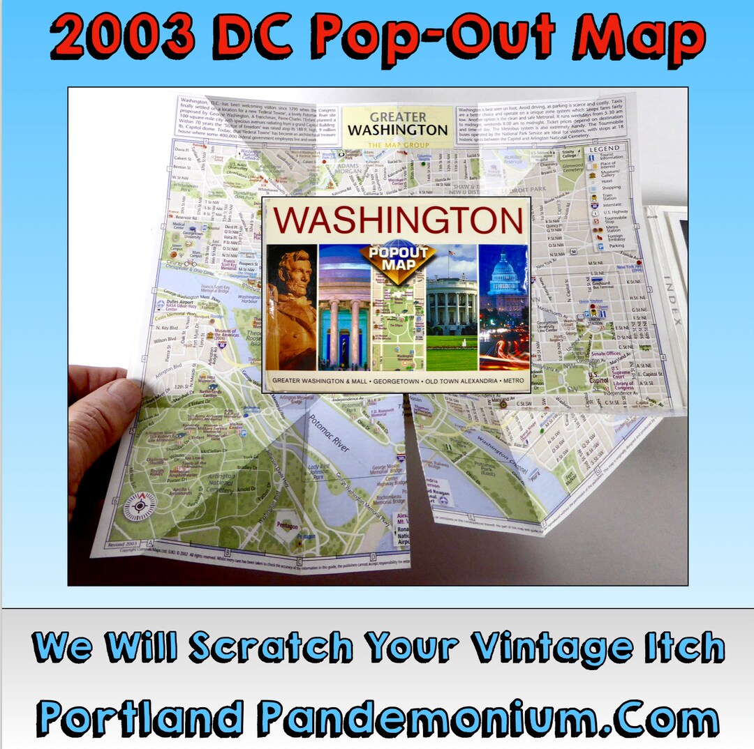 Washington D C Pop-out Map Pocket Size, Circa 2003, Includes Details of ...