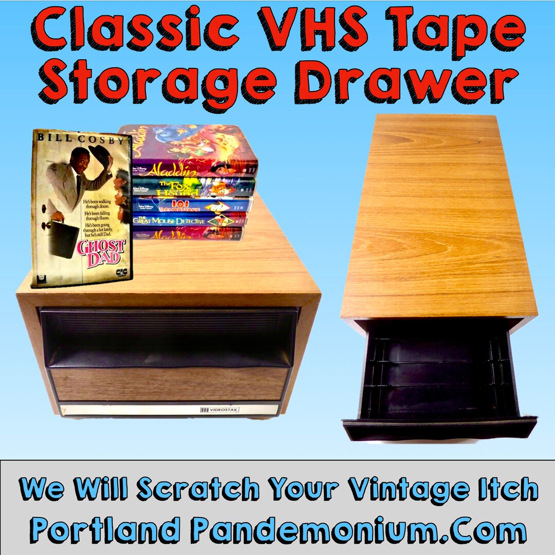 1980's VHS VCR Tape Storage, 12 Cassette Capacity, Wood Construction ...