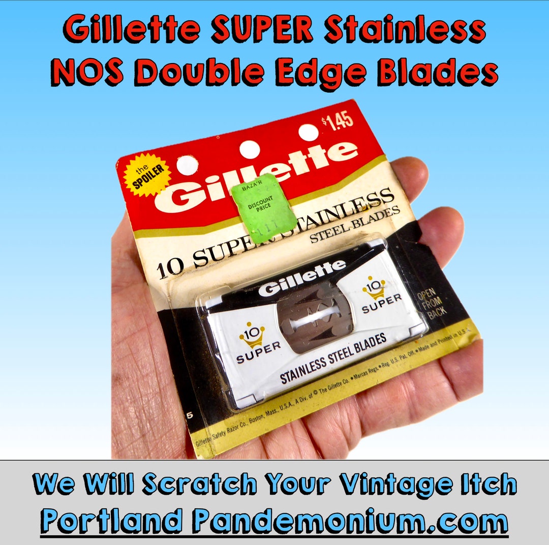 NOS Gillette SUPER Stainless Double Edge Blades, 10 Pack Dispenser ...